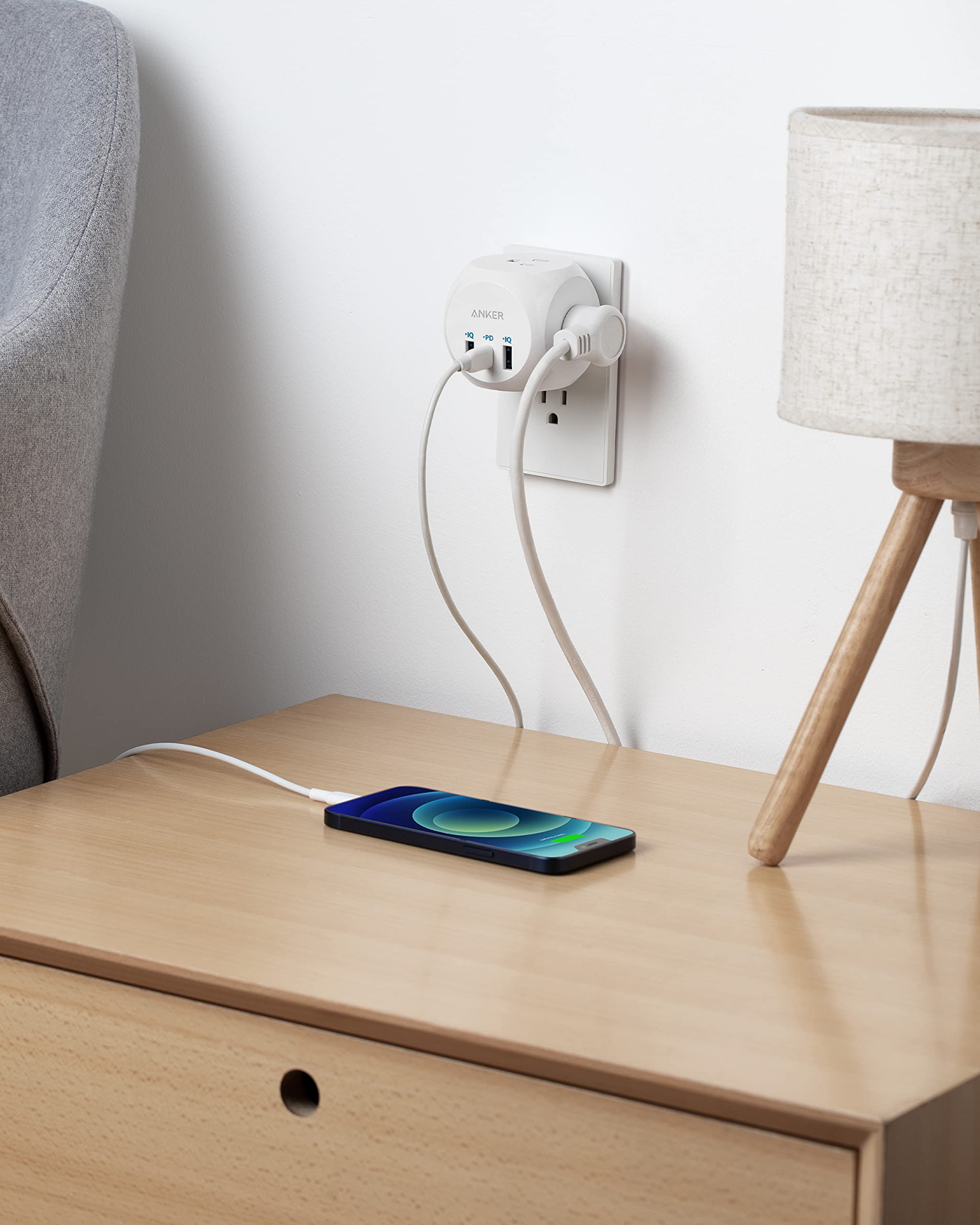 Anker Electrical Outlet Extender with 30W USB C Charger, Multi Plug Outlet with 3 USB Ports and 3-Outlet Extender,Power Delivery High-Speed Charging for iPhone 14/13/13 Pro, Cruise Ship, Home, Office