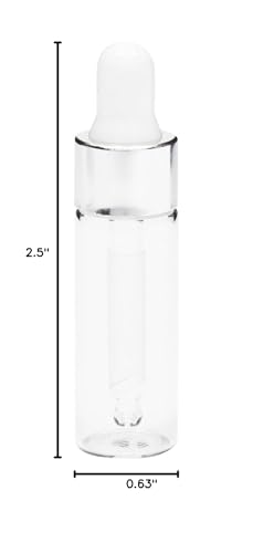 Okuna Outpost 0.17 oz Clear Glass Dropper Bottles, Pipettes, Labels, Funnels (Silver, 95 Pieces)