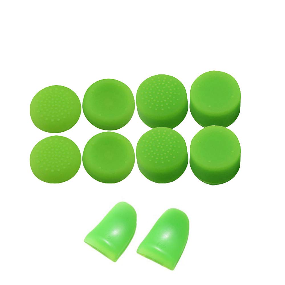Replacement L2 R2 Buttons Trigger Extender + Silicone Analog Thumb Stick Cap Cover Grip Thumbsticks Joystick for Sony PS4 PS4 Pro Slim Controller (Green)