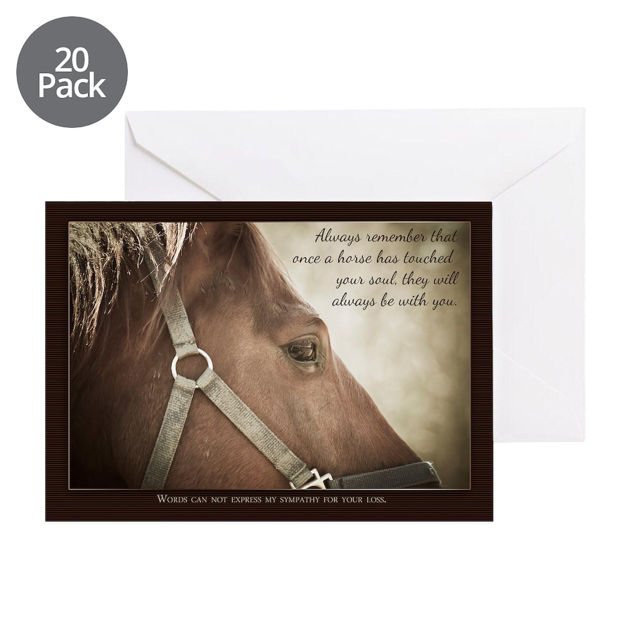 CafePress Horse Sympathy (Pk Of 20) Greeting Cards Greeting Card (20-pack), Note Card with Blank Inside, Birthday Card Matte