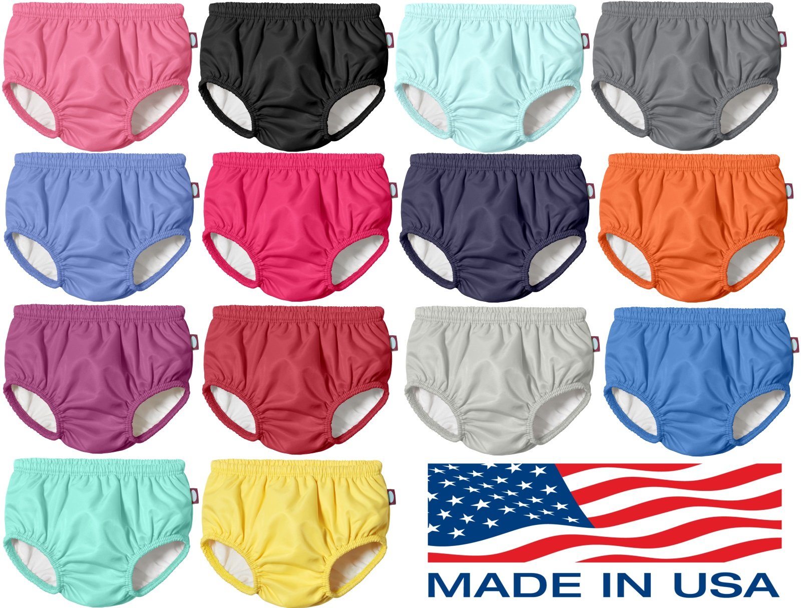 Made in USA Baby Girls and Boys Swim Diaper Cover Reusable Leakproof for Swimming Pool Lessons Beach, Bright Light Blue, 3T