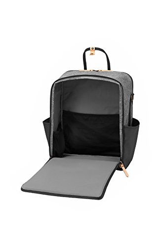 Petunia Pickle Bottom InterMix Backpack | Diaper Bag Backpack| Baby Bottle Bag for Parents | Stylish Baby Bag Organizer| Sophisticated and Spacious Backpack for On the Go Moms | Graphite/Black