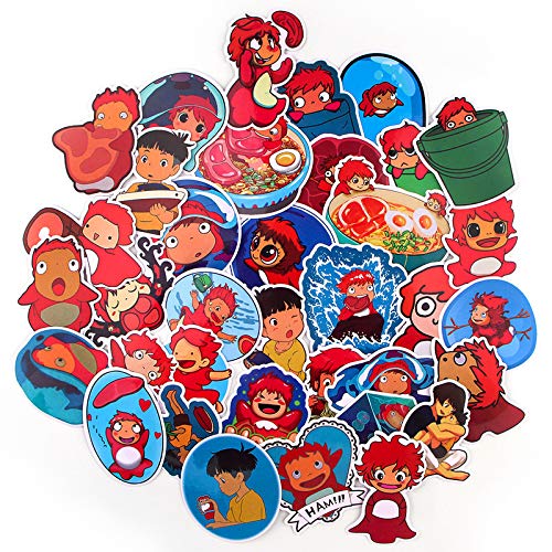 35Pcs Series Ponyo on The Cliff Sticker Home Decor Fridge Styling Travel Suitcase Graffiti Styling Waterproof Stickers