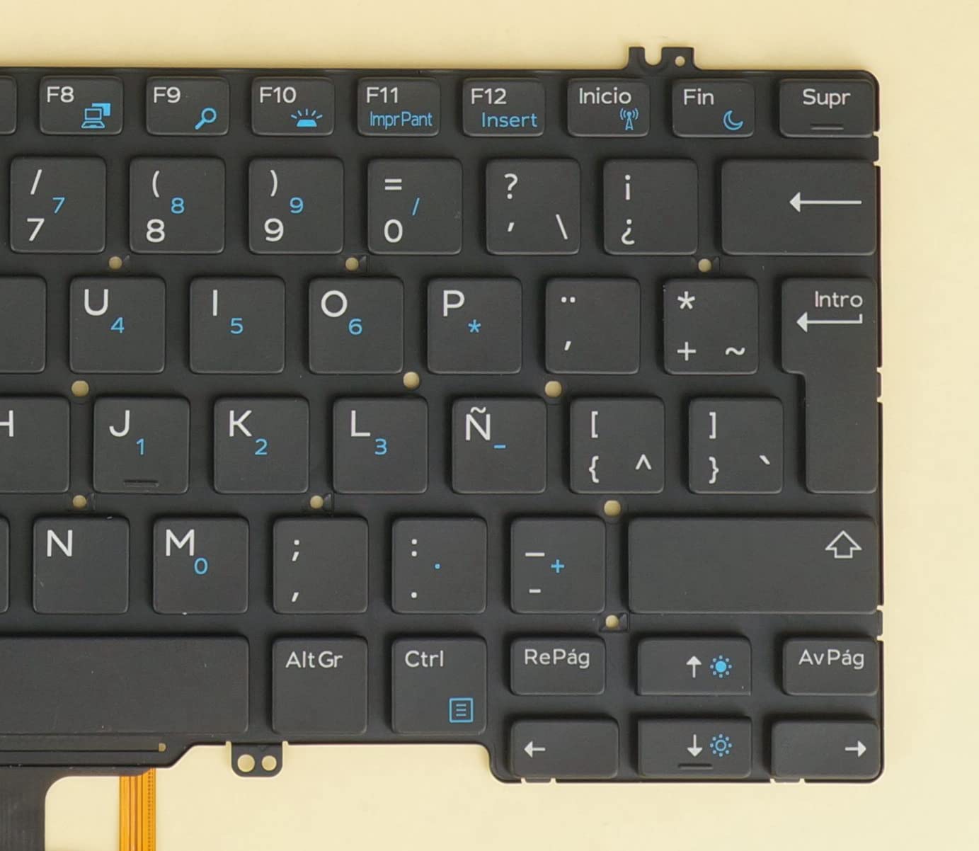 AZUBAYCOM 0W6T39 LA Spanish Keyboard for Dell Latitude 5280 5288 5289 5290 7280 7290 7380 7390, 5285 2-in-1, 7389 2-in-1, 7390 2-in-1 Backlit Black