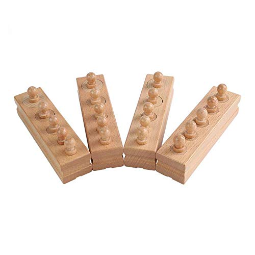 Adena Montessori Mini-Cylinder Block (Set of 4) Materials Sensorial Educational Tools Preschool Early Montessori Toys for Toddlers