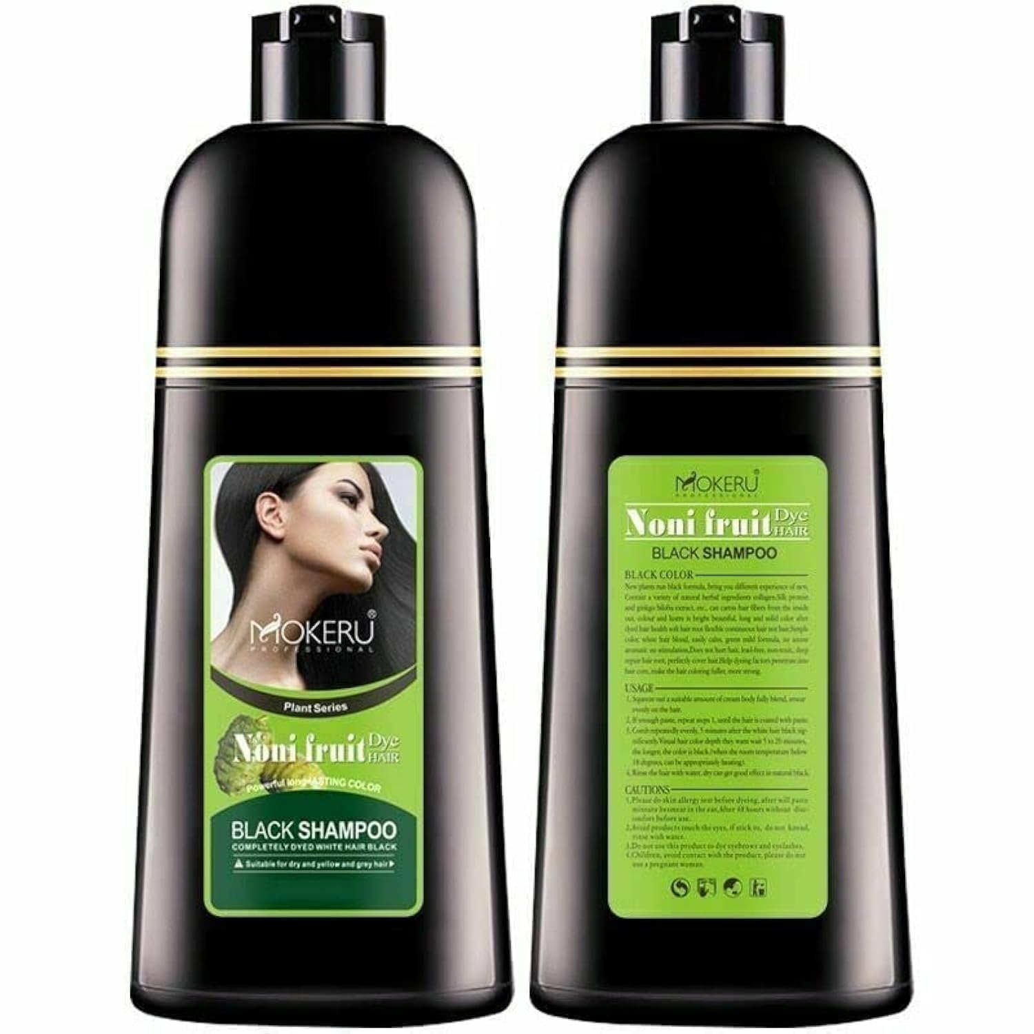 XINGYUSP Mokeru Organic Natural Fast Hair Dye, Only 5 Minutes Noni Plant Black Shampoo 500ml