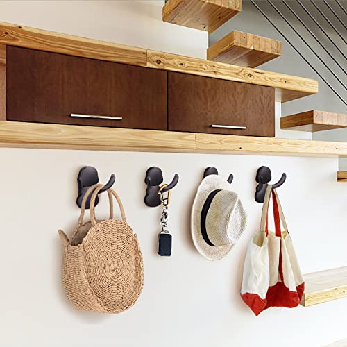 Black Wall Hooks Decorative Coat Hook Wall Mounted Heavy Duty Towel Hook Hardware Robe Hooks Zinc Alloy Double Hooks Single Hook for Hanging Clothes Unique Modern Hooks for Bathroom 3 Pack