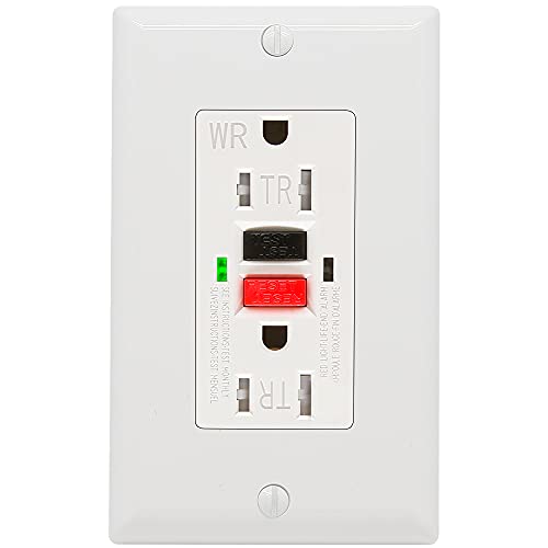 ANKO GFCI Outlet 15 Amp, UL Listed, Self-Test, Tamper-Resistant, Weather Resistant Receptacle, LED Indicator with Decor Wall Plates and Screws, Indoor or Outdoor Use