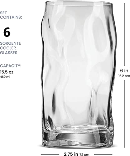 Bormioli Rocco Sorgente 15.5 oz. Cooler Glasses, Set of 6,