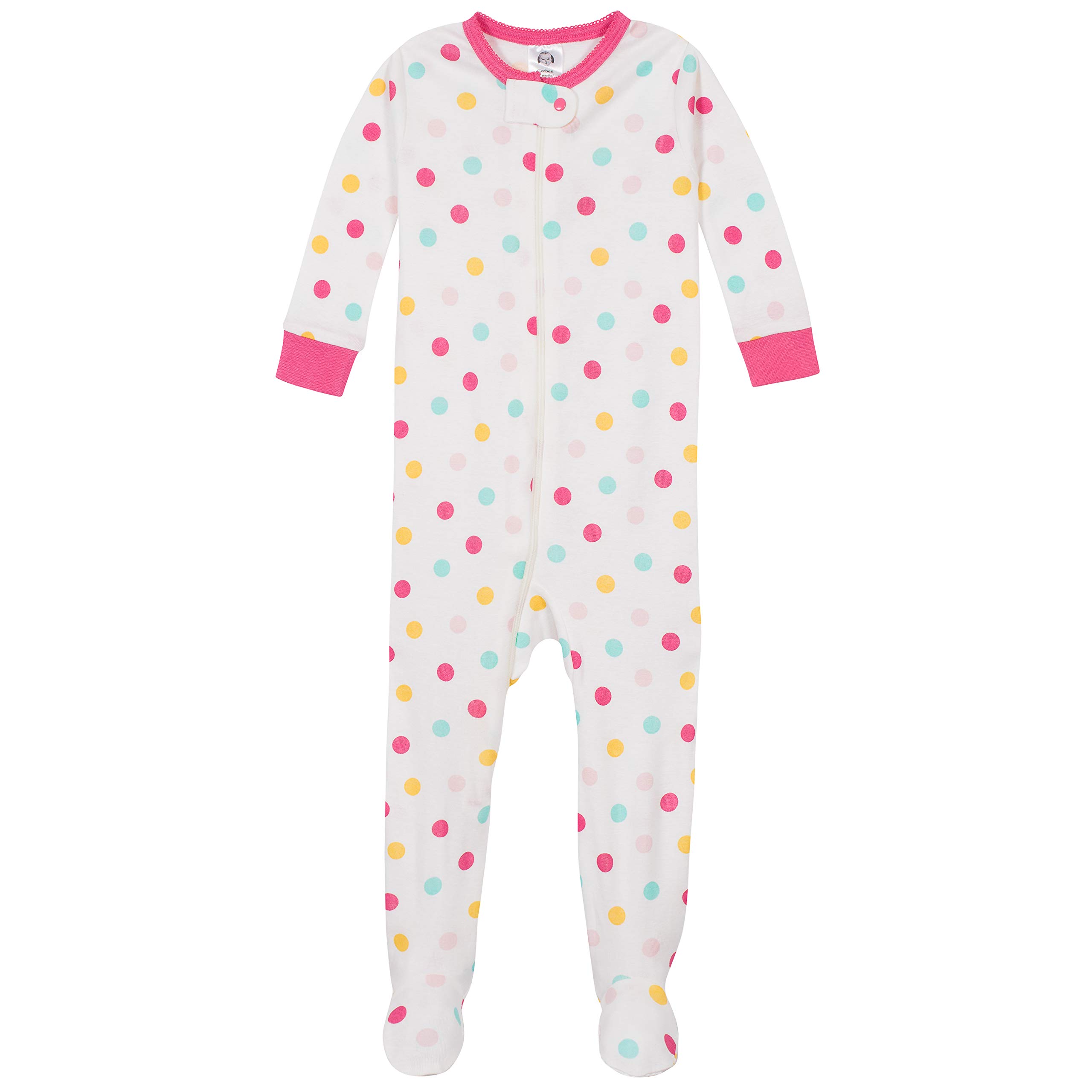Gerber Baby Girls' 4-Pack Footed Pajamas, Unicorns Cats Pink, 12 Months