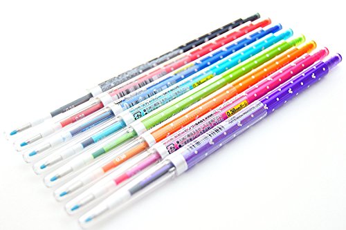 Disney Style Fit Retractable Gel Ink Pen, Slim & Stylish Body, Micro Point 0.38mm, 8 Color ink, Sticky Notes Value Set