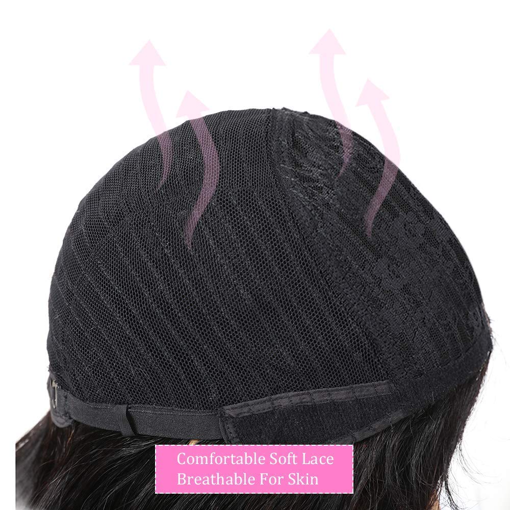 PANEWAY Short Human Hair Wigs with Bangs Brazilian Body Wave Virgin Human Hair Wigs for Black White Women Short Wavy Bob Wigs with Bangs 12 Inch