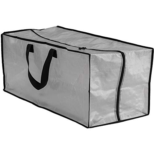 Earthwise Clear Storage Bags Heavy Duty Extra Large Transparent Moving Totes w/Zipper Closure Reusable Backpack Carrying Handles - Compatible with IKEA Frakta Hand Carts (4 Pack) (29 X 13.5 X 12)