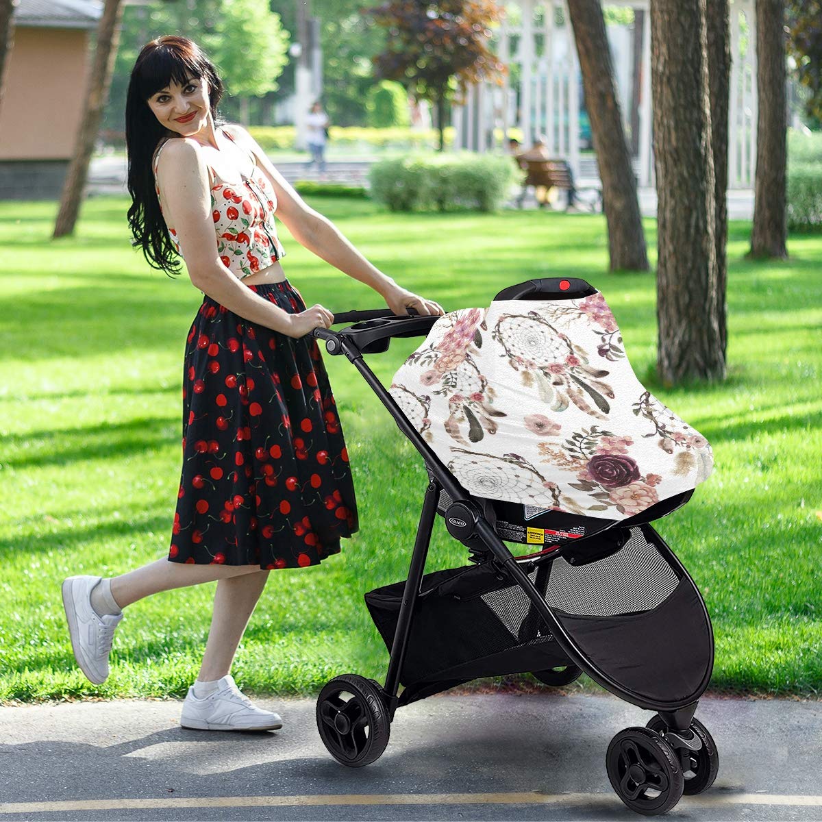 Nursing Cover Breastfeeding Scarf Ethnic Boho Floral- Baby Car Seat Covers, Stroller Cover, Carseat Canopy (n)