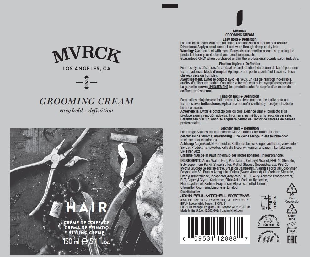 MVRCK by Paul Mitchell Grooming Cream for Men, Easy Hold + Definition, For All Hair Types, 5.1 fl. oz.