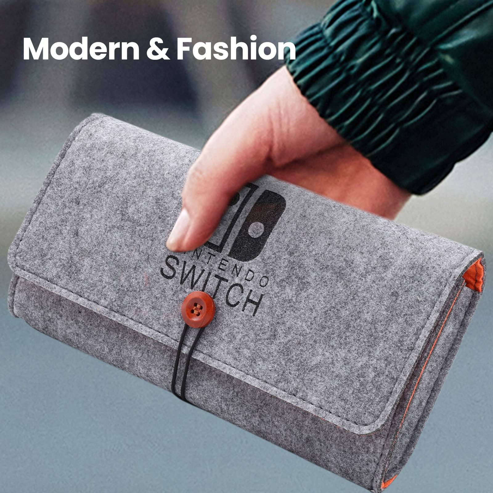 GFANSY Switch Carrying Case for Nintendo Switch OLED Model 2021 & Switch 2017, Hard Shell Portable Cover Storage Bag w/5 Game Card Slots for Nintendo Switch Console & Accessories