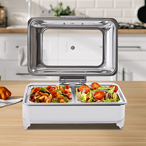 Acesunny Food Warmers for Parties Buffets Electric, Stainless Steel Buffet Server and Warming Tray, 9L, Chafing Dish Buffet Set - Adjustable Temperature + Hot Plate Electricgn 1/2