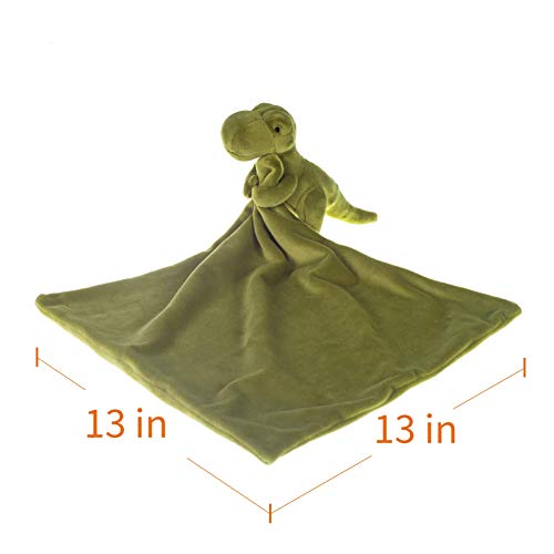 Apricot Lamb Snuggler Plush Infant Stuffed Animals Dinosaur Security Blanket Nursery Character Blanket (Green Dinosaur, 14 Inches)