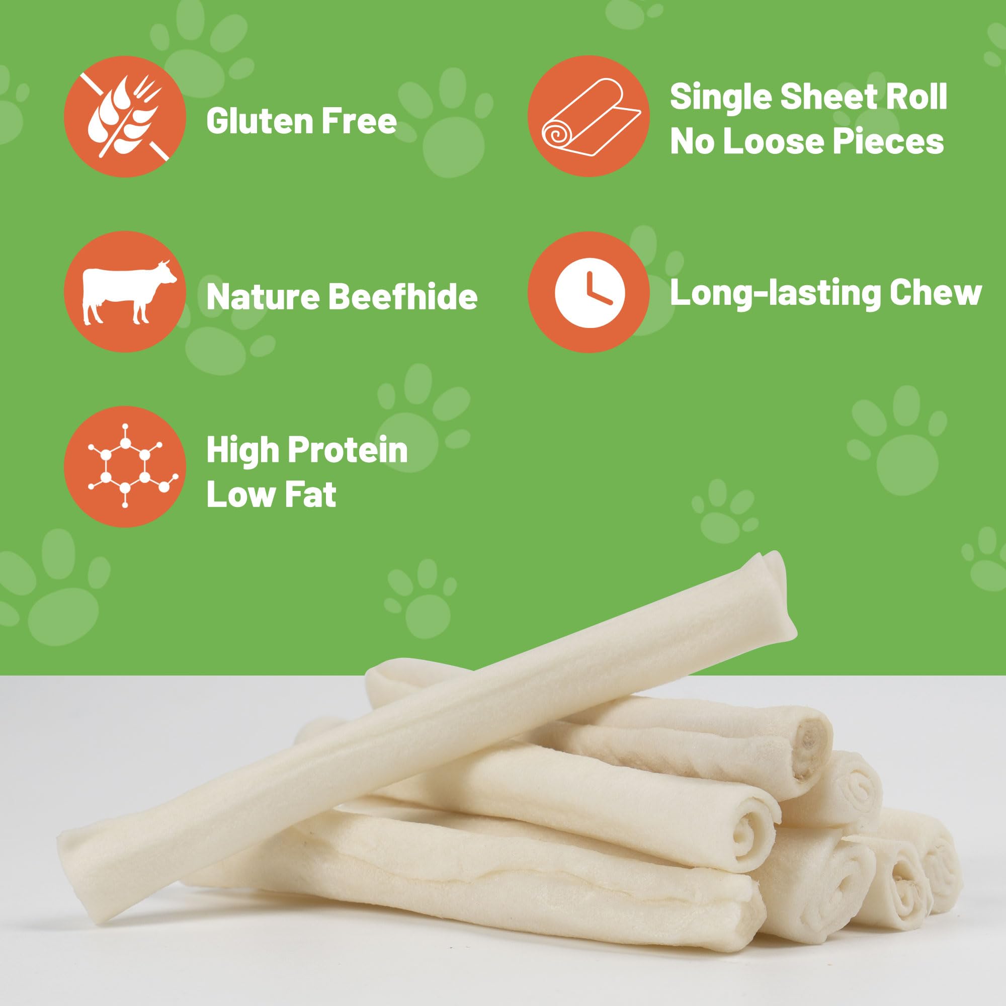 MON2SUN Dog Rawhide Rolls Twist Sticks 6.5 Inch Dog Chew Treats Natural Flavor 60 Count for Puppy and Small Dogs