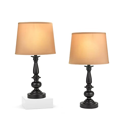 Catalina 18842-002 Traditional 2-Piece Matching Trophy Table Lamp Set with Coffee Silken Shades, 22.25, Classic Oil Rubbed Bronze