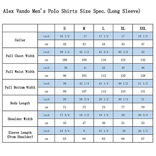 Alex Vando Mens Golf Shirt Moisture Wicking Quick-Dry Long Sleeve Casual Polo Shirts for Men,Blue,L