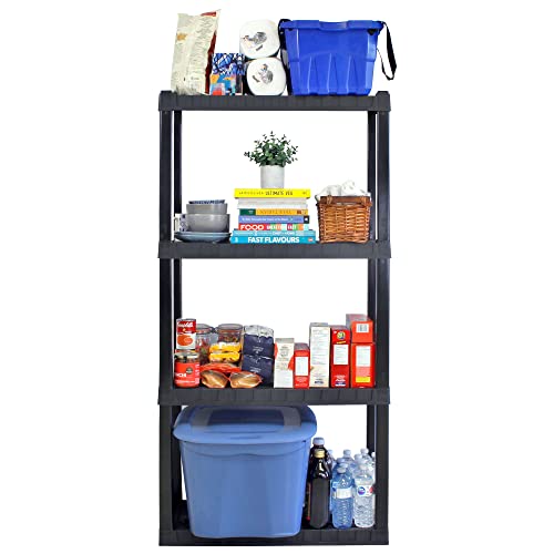 Koolatron Oskar 4-Tier Storage Shelf, Heavy Duty Shelving Unit, 400lbs(14 x 30 x 57 inch), Multipurpose Organizer for Garage, Laundry Room, Utility Shed, Made in North America, Black