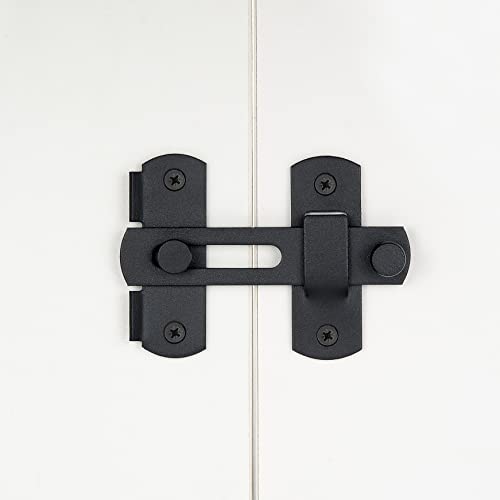 INIRET 2 Packs Barn Door Latches,3.93” x 2.75” Matte Black Stainless Steel barn gate flip Door Latch Bi-fold Door Lock,Sliding Door Antique Lock Gate Latches Wine Cabinet Closet Door Latches