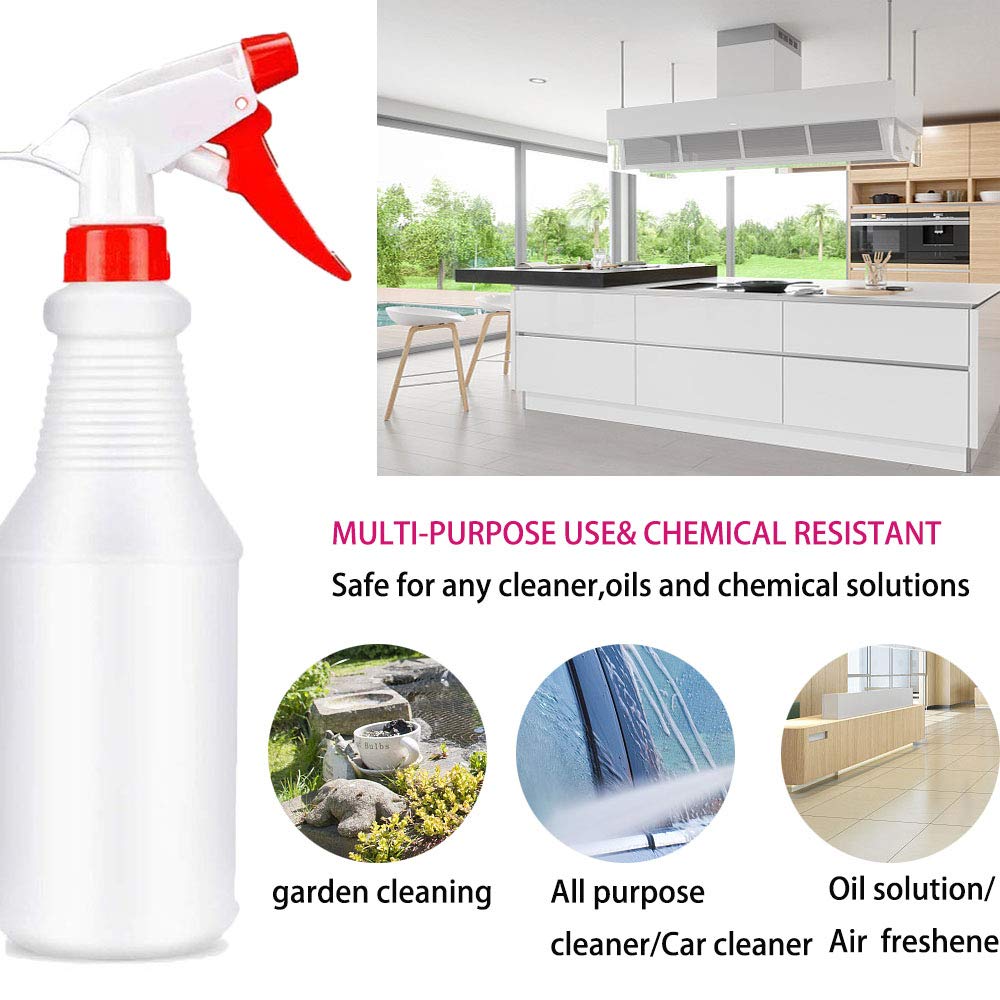 MLSD Empty Plastic Spray Bottle – 32 oz Spray Bottles for Cleaning Solutions Plants, Cleaning, Essential Oils, Hair, Plants With Adjustable Nozzle (Pack of 4)