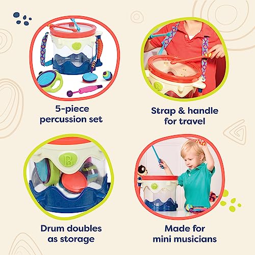 B. toys β Musical Drum- 7 Instruments Toy Drum Kit- Drumroll Please- Musical Toys for Kids 18 months + (7-Pcs)
