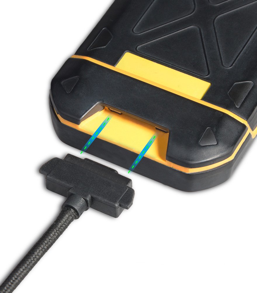 Charger for Sonim XP5/XP6/XP7, Nakedcellphone Brand Black [Rugged Braided] USB Charge/Sync Cable Cord [with Magnetic Contacts] for XP5700, XP6700, XP7700 Phones