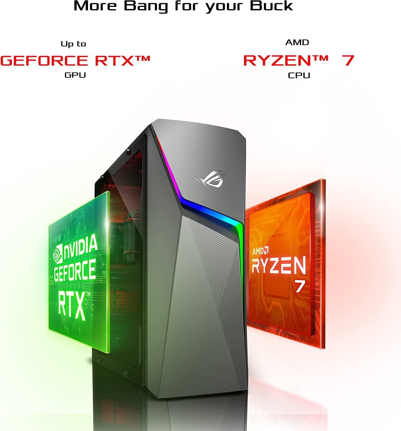 ASUS ROG Strix GL10 Gaming Desktop PC, AMD Ryzen 7 3700X (Beat i9-11900KB), NVIDIA GeForce GTX 1650 Super, 32GB RAM, 1TB SSD, 1TB HDD, Bundle with JAWFOAL