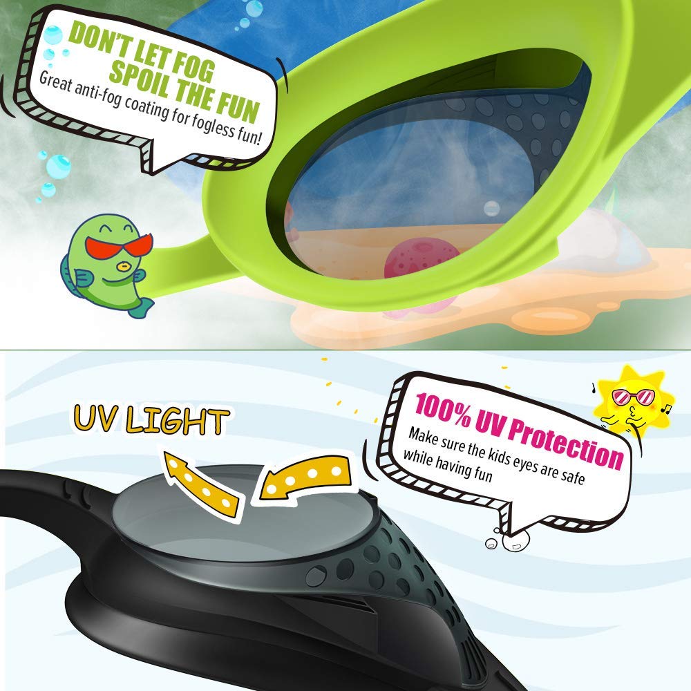 OutdoorMaster Kids Swim Goggles 2 Pack - Quick Adjustable Strap Swimming Goggles for Kids - D