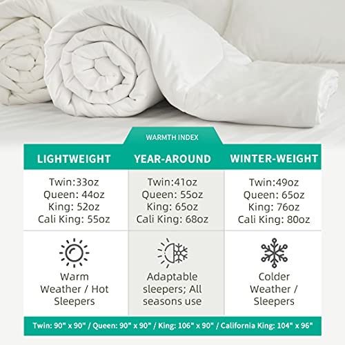 APSMILE Organic Feathers Down Comforter California King, All-Seasons Duvet Insert, 100% Cotton and Goose Feathers Down Medium Warm Quilted Bed Comforter Insert (104x96, Ivory White)