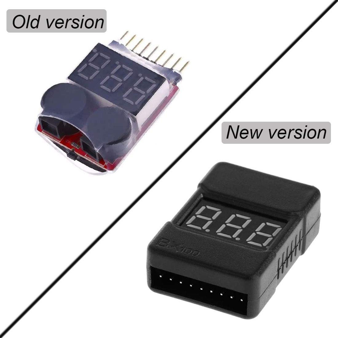 5Packs 2in1 1-8s Lipo Li-ion Battery Voltage Tester Check, Monitor RC Low-Voltage Buzzer Alarm for 1-8s Lipo/Li-ion/LiMn/Li-Fe