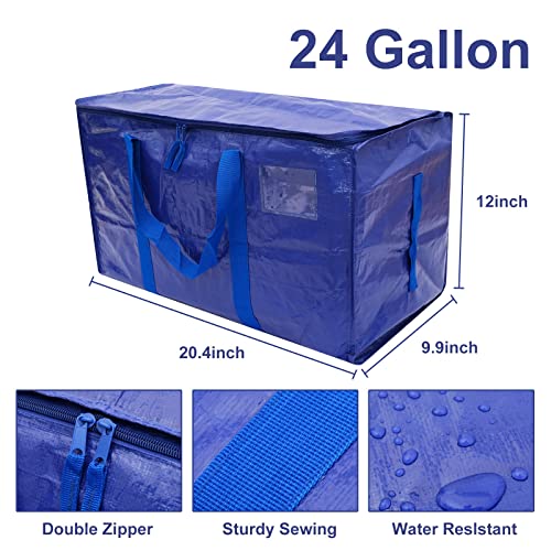 6-Pack Extra Large Moving Bags Heavy Duty Reusable Moving Storage Bag Boxes Totes Bags Containers for Space Saving Storage, Carrying, Travelling, College Dorm Packing, Blue
