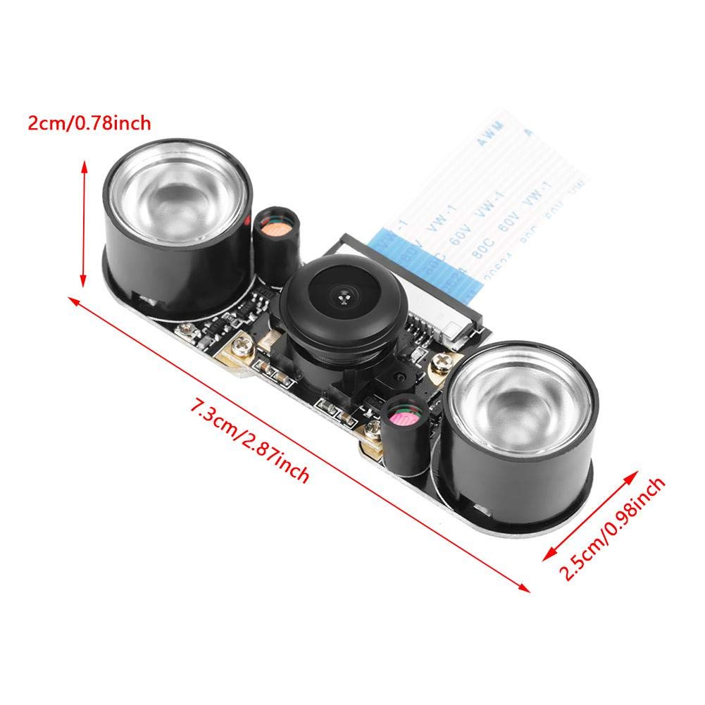 Camera Module, IR Cut OV5647 Camera Module 130° Viewing Angle Camera Module Board 5 MilPixels Night Vision Sensor NonDistortion Lens Development Board with Video Megapixels 1080p Webcam
