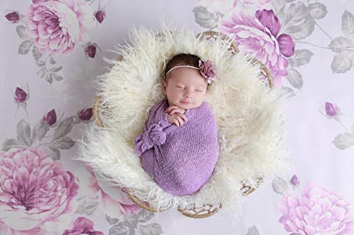 Coberllus Newborn Baby Photo Props Wrap Cloth Blanket Swaddle for Boys Girls Photography Shoot (Purple)