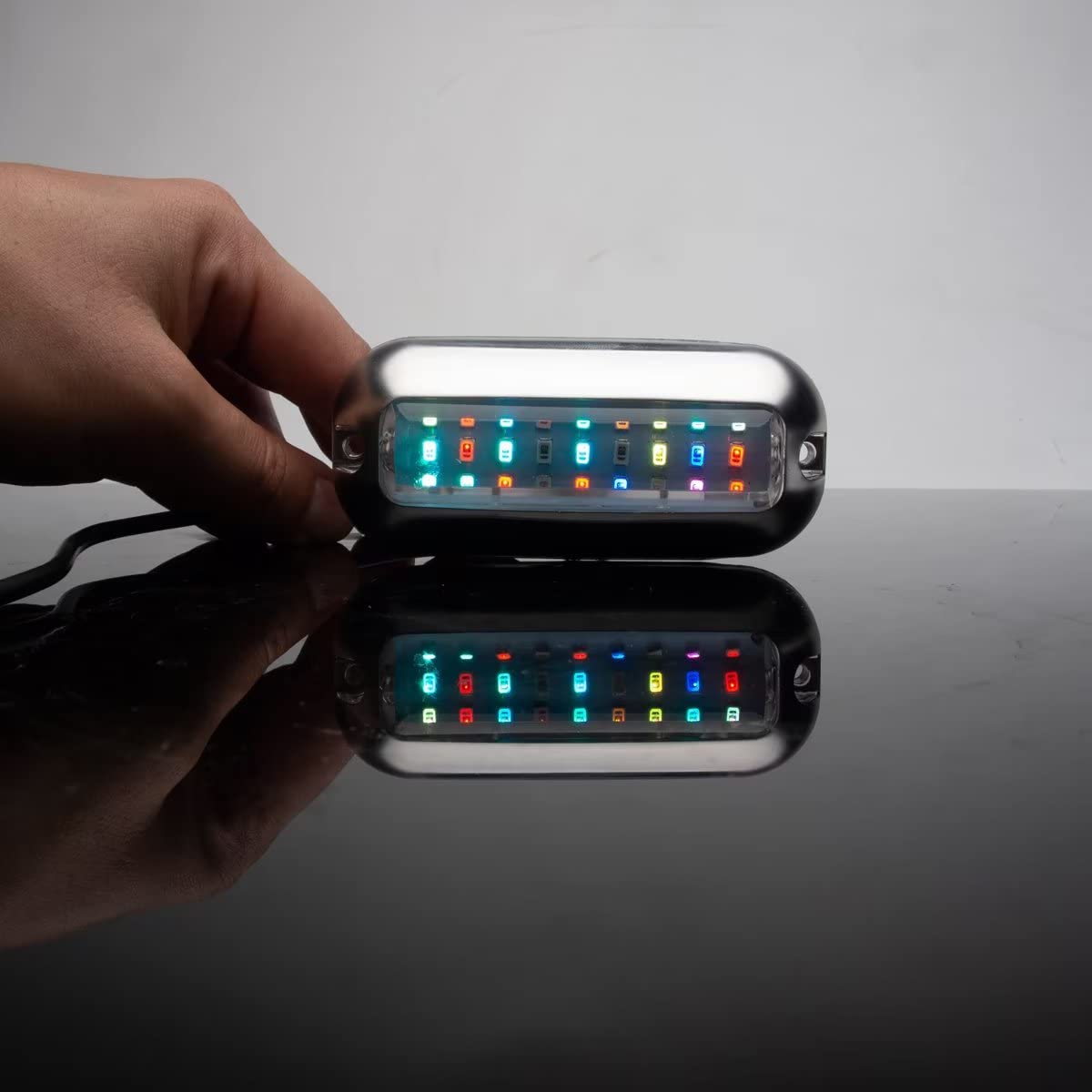 2PCS Waterproof Marine boat Lights, 7 Colors 27 LEDs Underwater Lighting Boat Transom Navigation Lights Drain Plug Lights Courtesy Lamp Deck Lights for Cruise Ships, Yachts, Sailboat