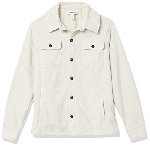 Amazon Essentials Men's Long-Sleeve Polar Fleece Shirt Jacket, Oatmeal Heather, Medium