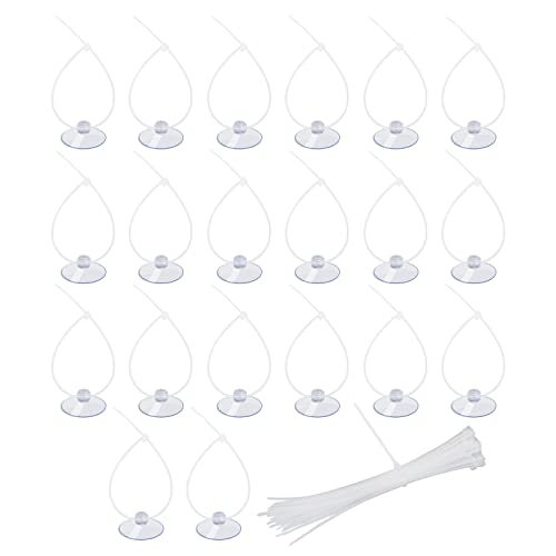 AQUANEAT 20 Pack Suction Cups with 40/100 Zip Ties for Aquarium Fish Tank Decoration Moss Shrimp Nest (20 Pack with 40 Zip Ties)