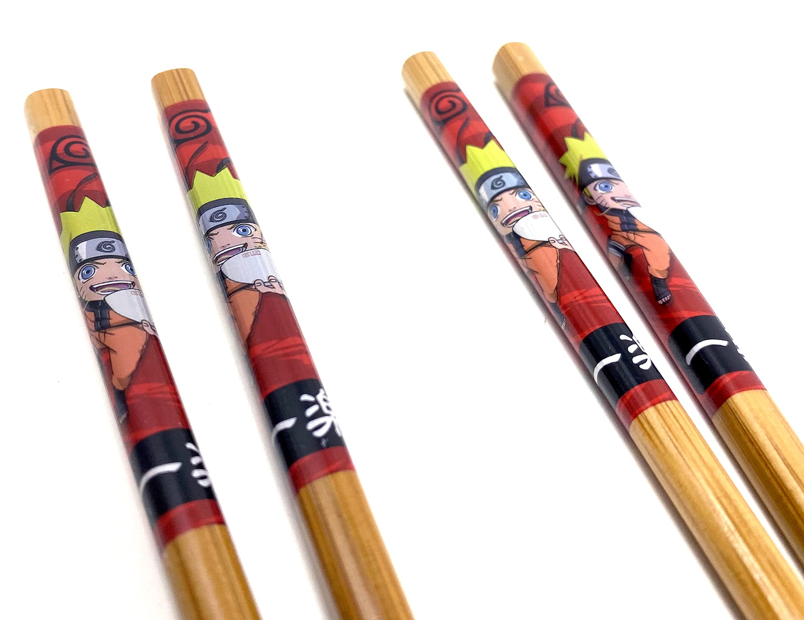 JUST FUNKY Naruto Shippuden Chopsticks Set of 2 - Official Chibi Naruto Collectible Chopsticks - Includes 2 Matching Sets of Bamboo Chopsticks - 8.85 Inches Long Anime Chopsticks