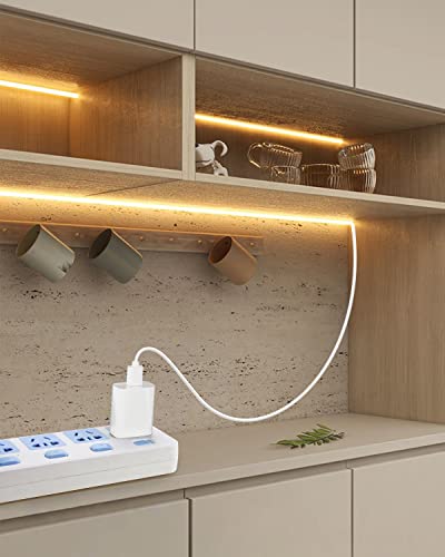 Aclorol USB COB LED Strip Lights Warm White Led TV Backlight 5V 1M 3.28FT 320Leds 3000K CRI85+ FCOB COB Flexible Lights with 1M USB Powered for Bedroom Under Cabinet Kitchen DIY Lighting Project