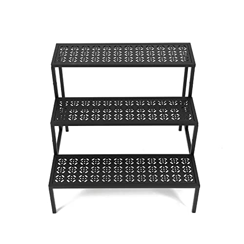 3-Tier Metal Plant Stand Indoor - Tiered Outdoor Plant Holder for Flower Pot Display, Garden Ladder Shelf Flower Step Mofesun (Straight)