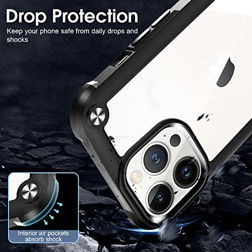 Arae for iPhone 14 Pro Max Case Clear, Hard Back Soft TPU Slim Shockproof Protective Bumpers Phone Cases Clear Cover for iPhone 14 Pro Max 6.7 inch, Black