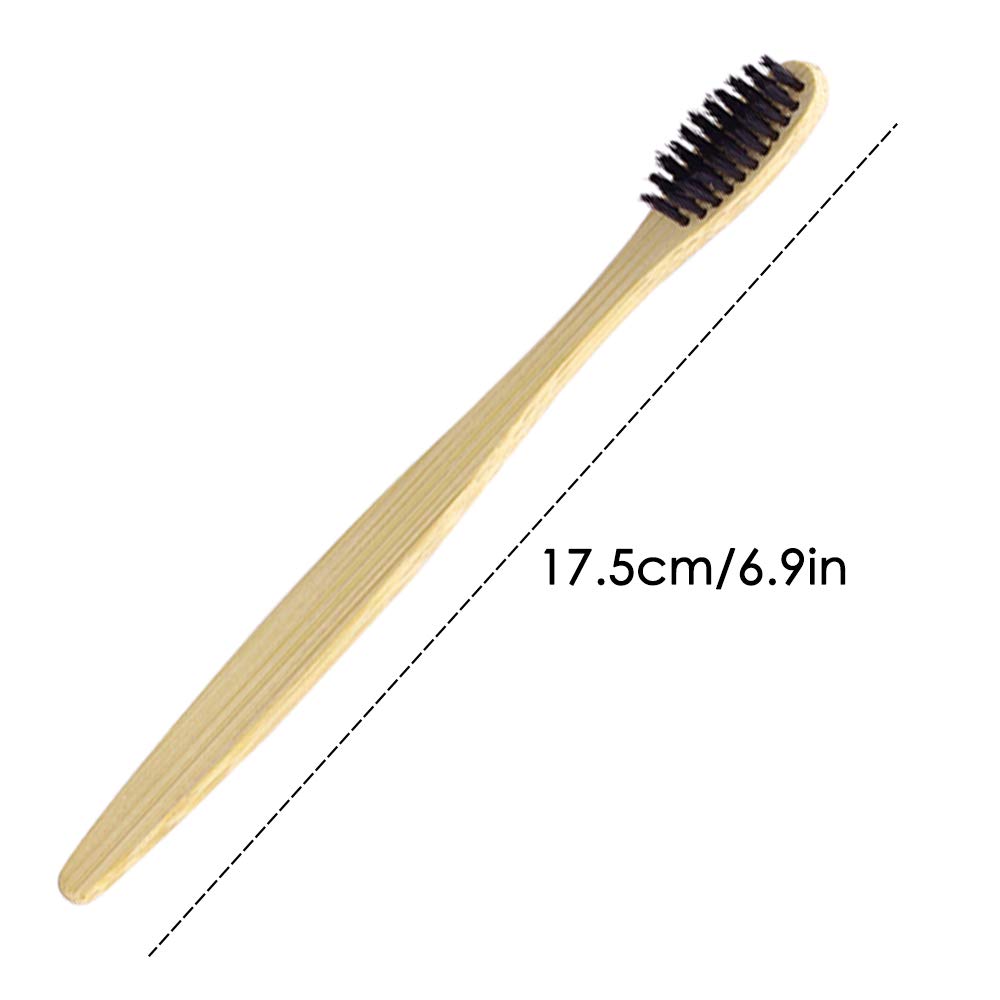SourceTon Pack of 12, Natural Bamboo Toothbrushes, Soft Bristles Charcoal Bamboo Toothbrush