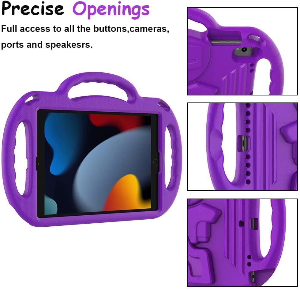 eTopxizu Kids Case for New iPad 10.2 Inch 2021/2020/2019 (9th/8th/7th Gen), Lightweight Shockproof Handle Stand Shoulder Strap Kids Case for 2021/2020/2019 iPad 10.2, iPad Air 3 10.5 2019, Purple