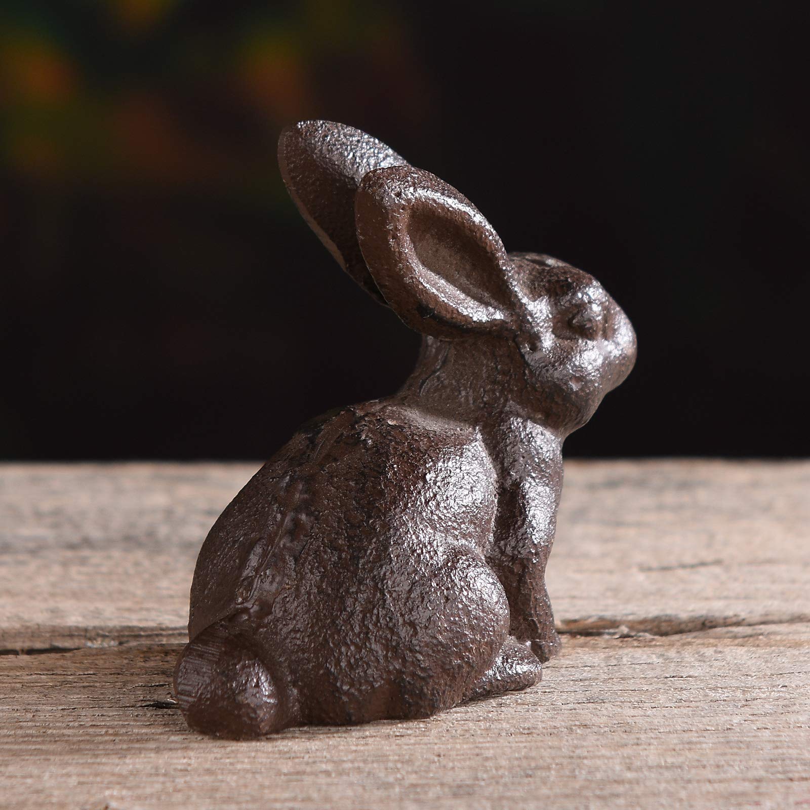 BRASSTAR Cast Iron Rabbit Statue 3.1”Garden Home Office Desk Decor Paperweight Collection Animal Figurine TQZDPT44