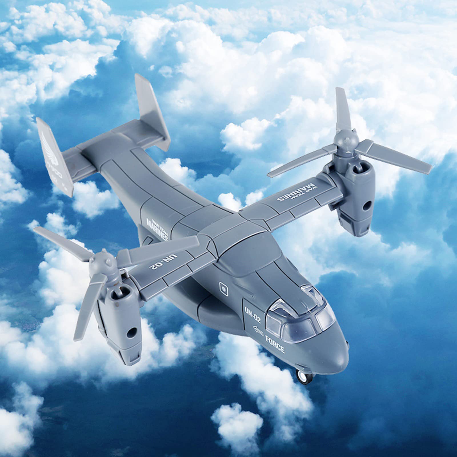 OTONOPI Military Helicopter Toy Marines Force Plane Model Alloy Plane Transport Army Aircraft Fighter Jet Die-Cast Metal Pull Back Airplanes with Lights and Sounds for Kids or Collection