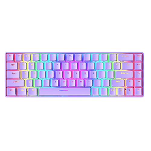 Qksky Wired Gaming Mechanical Keyboard 68 Key LED Backlit Two-Color Injection Luminous Keyboard for Laptop and Gamer Pro 68 Key Gaming Keyboard USB
