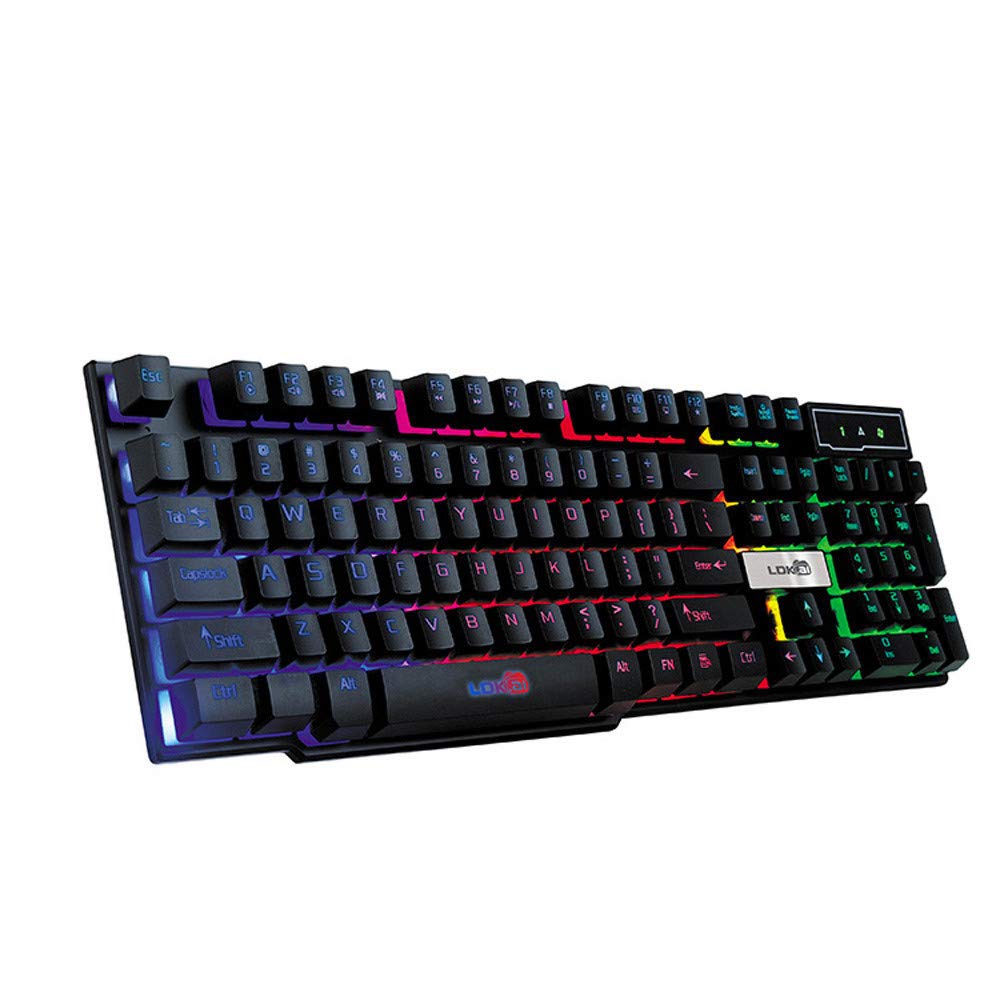 Sdoveb LeiDiKai R260 Professional Gaming Keyboard Colorful Crack LED Illuminated Backlit USB Wired PC Rainbow Gaming Keyboard, Length 44cm Wide 13.5cm